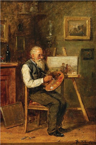Vladimir Makovsky | Self Portrait at the Easel (1846 - 1920) | MutualArt