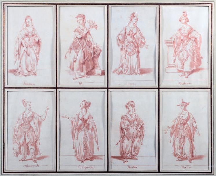 French School, 19th Century | Sixteen portraits of actresses in roles ...