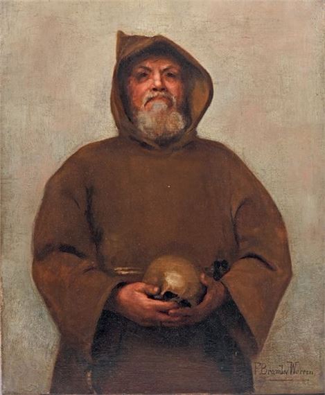 Frances Bramley Warren | Monk wearing a skull | MutualArt
