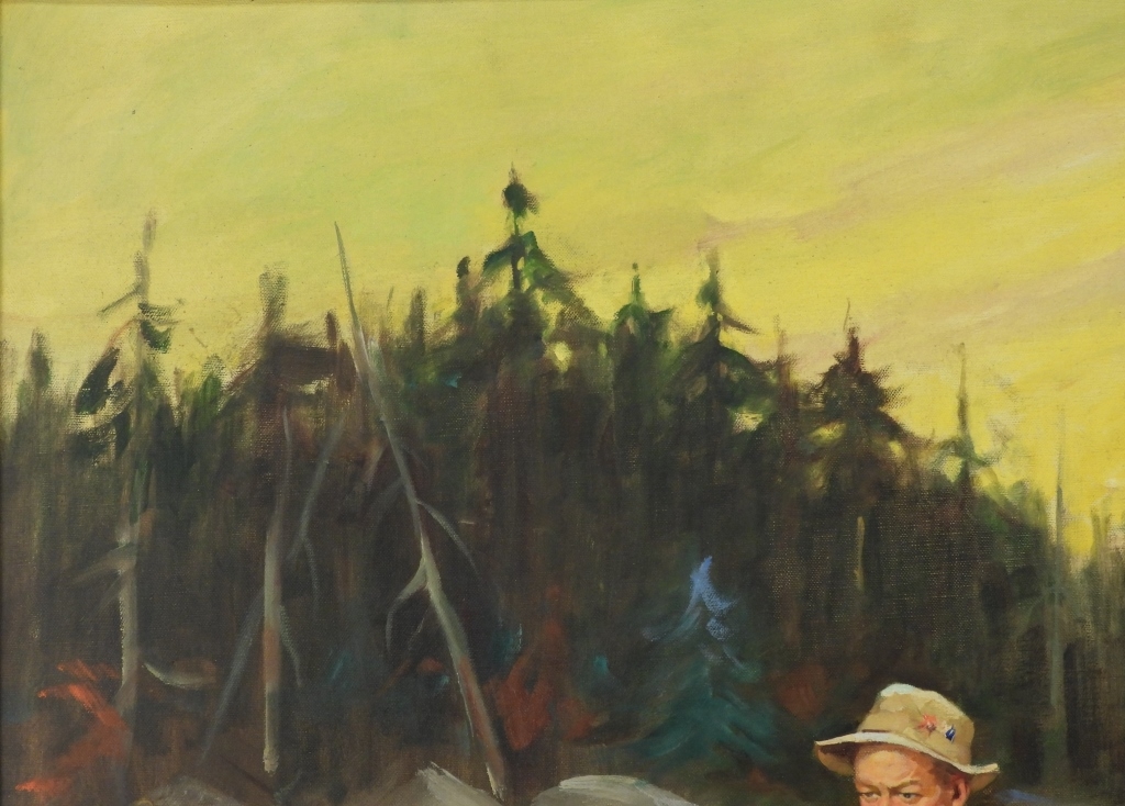 Matt Clark | Matt Clark Fishermen in a Canoe Painting | MutualArt