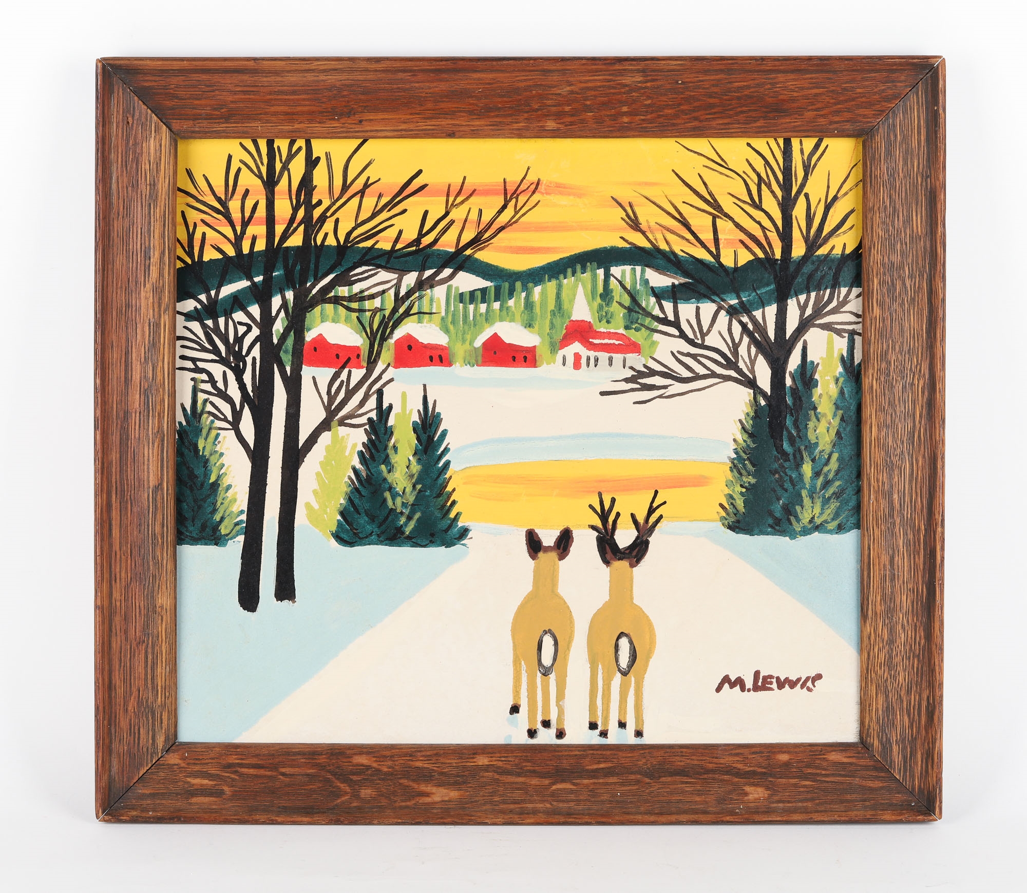 Maud Lewis | Maud Lewis (1903-1970) Two Deer (1960s) | MutualArt
