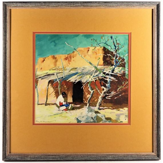 Roy M. Mason | Roy Martell Mason Pueblo Watercolor Painting | MutualArt