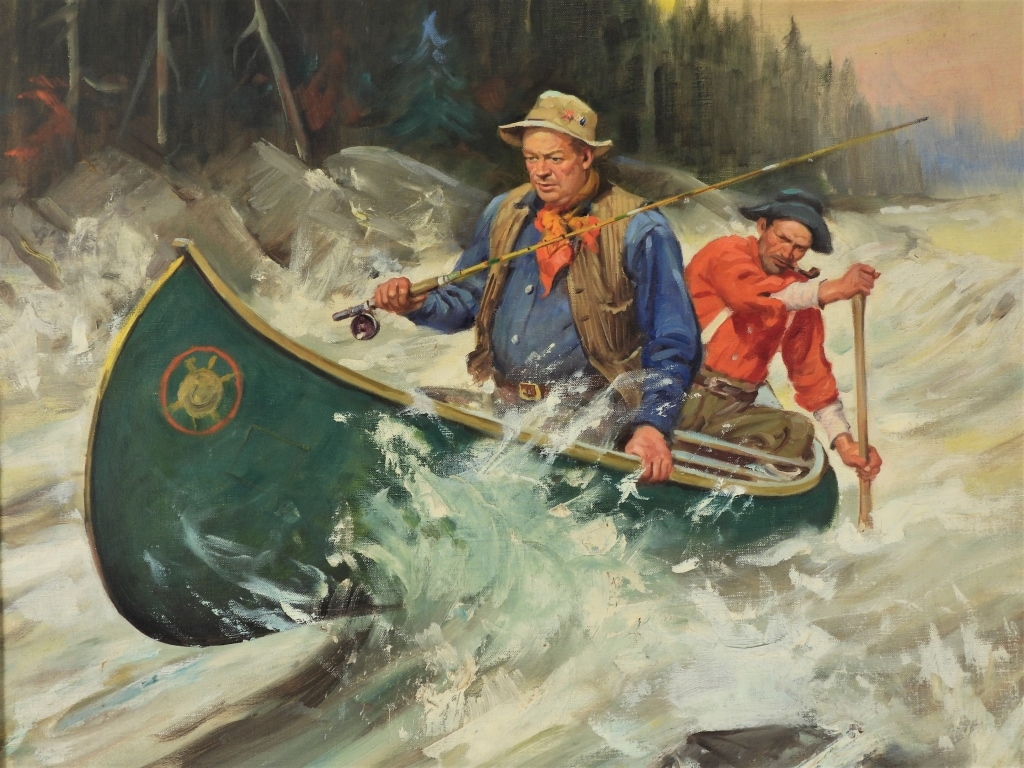 Matt Clark | Matt Clark Fishermen in a Canoe Painting | MutualArt