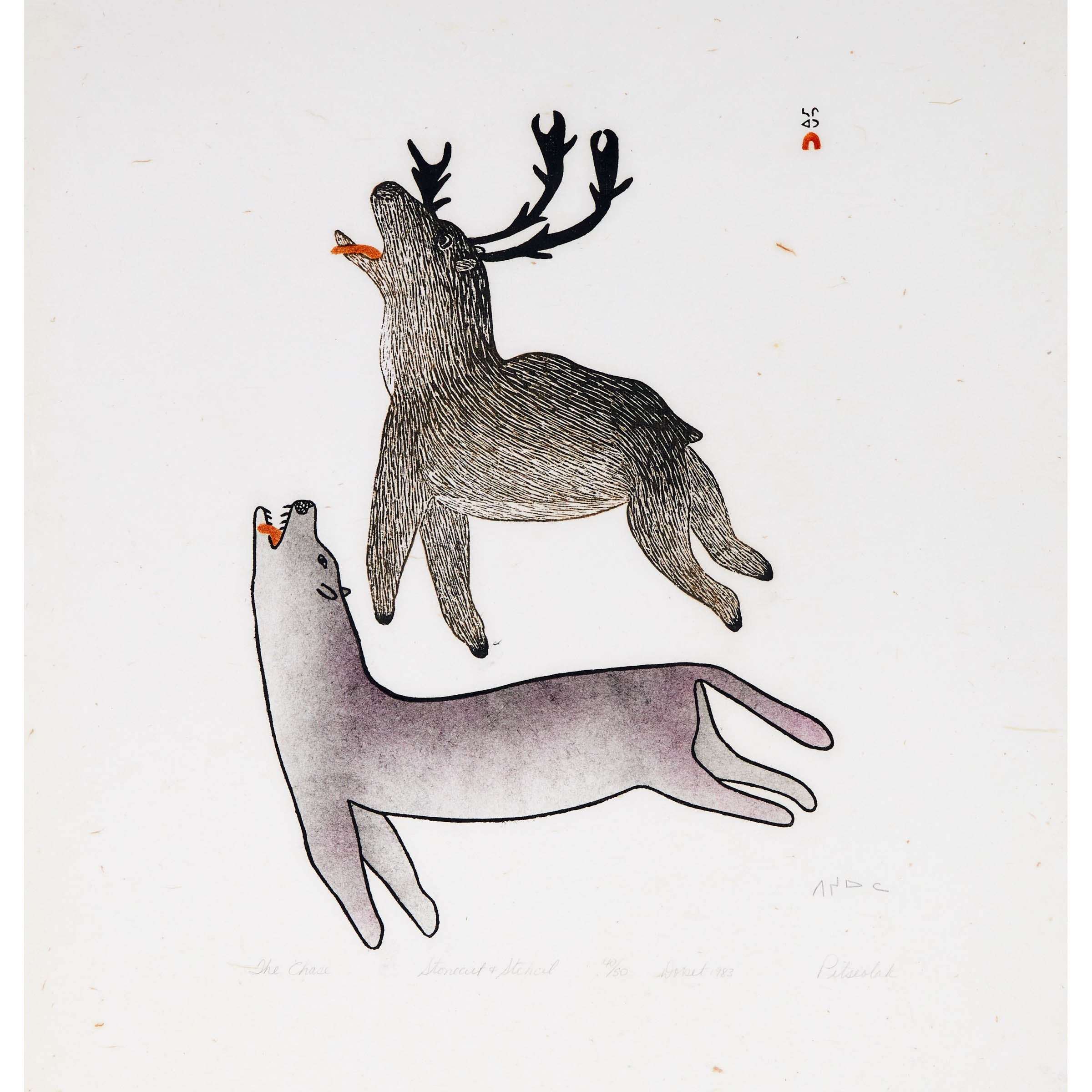 Pitseolak Ashoona | THE CHASE, 1983 (1983) | MutualArt