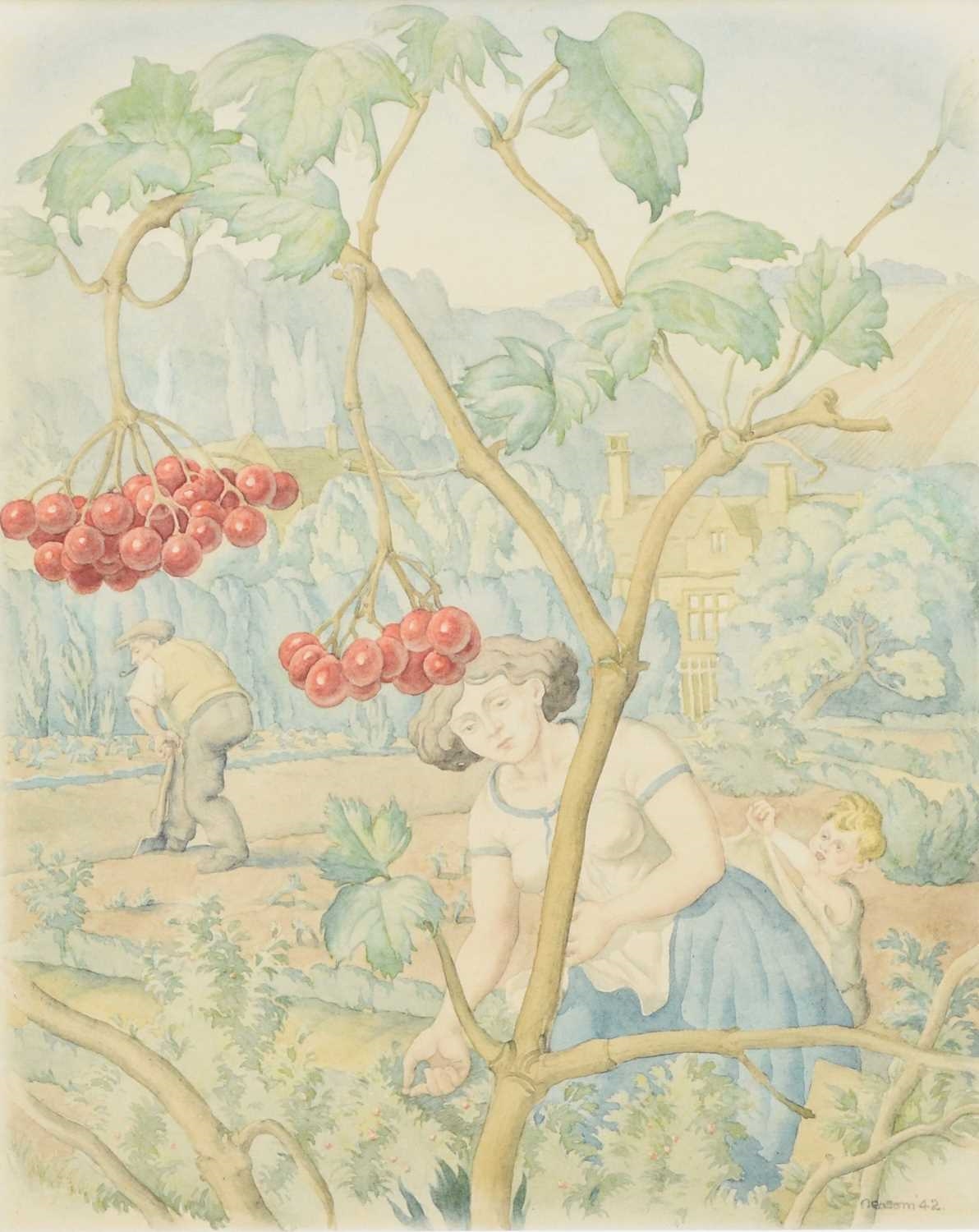 Norman Neasom | Figures working in a Vegetable plot (1942) | MutualArt