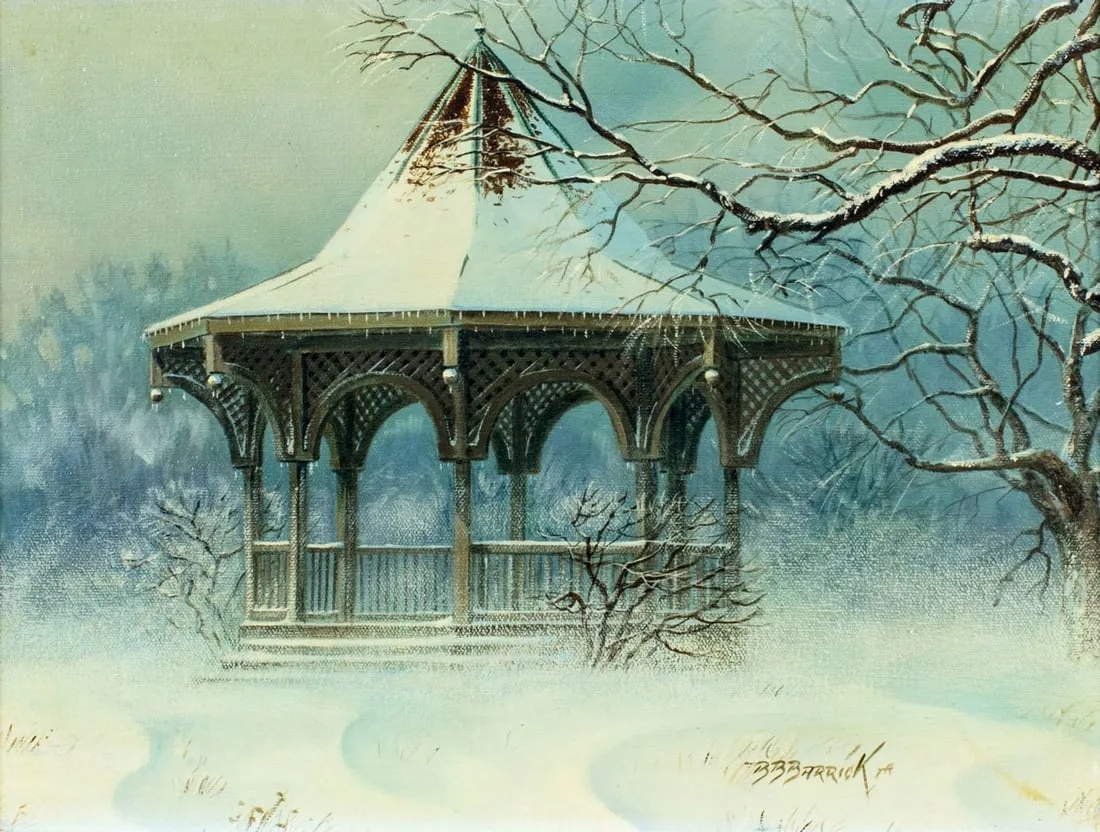 Bill Barrick | Gazebo Winter Scene | MutualArt