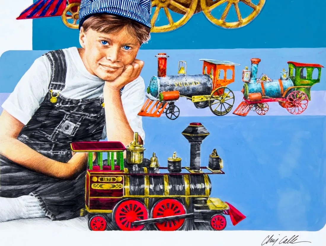 Chris Calle | Boy with Old Trains (1992) | MutualArt