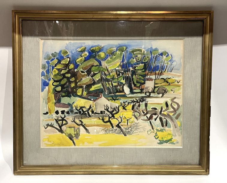 Edouard Pignon | . Provençal landscape (1956) | MutualArt