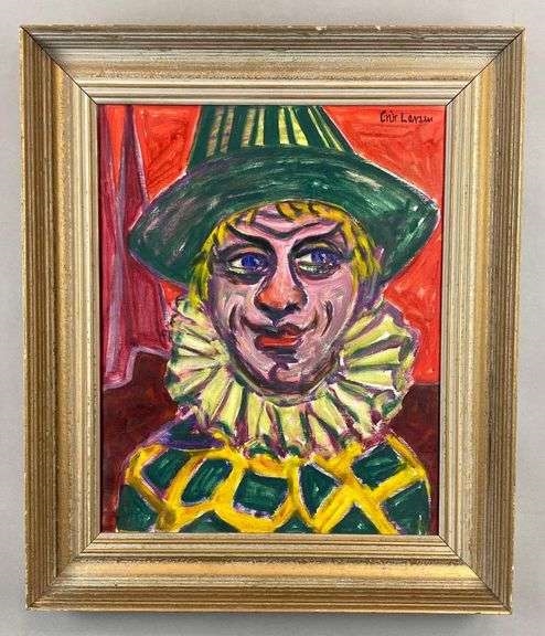 Erik Larsen | Erik Larsen Clown Oil Painting on Canvas | MutualArt