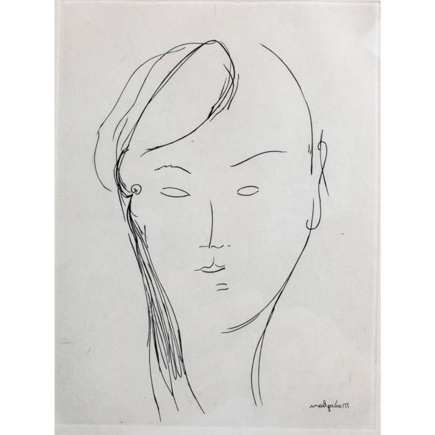 Amedeo Modigliani | Amedeo Modigliani (1884-1920) Etching Woman's Face ...