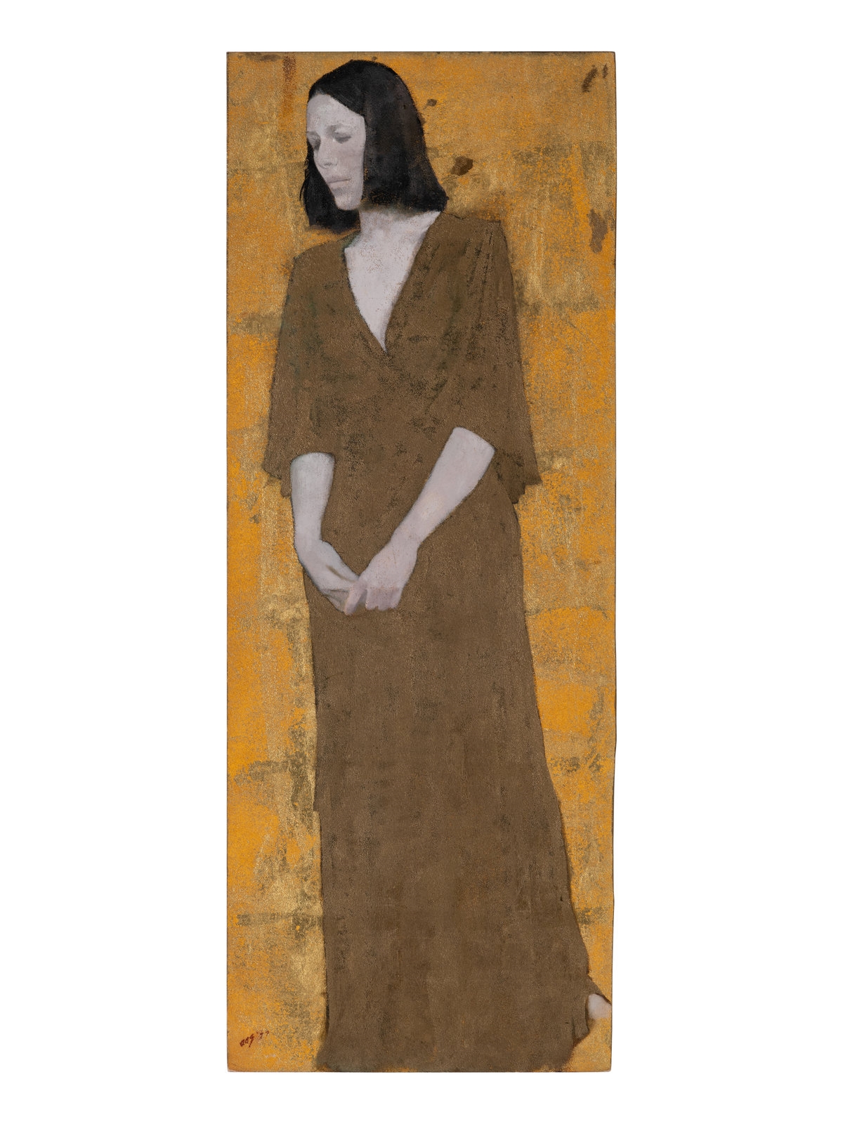 Aaron Shikler | Study in Gold III [Portrait of Cecily Langdale] (1977 ...