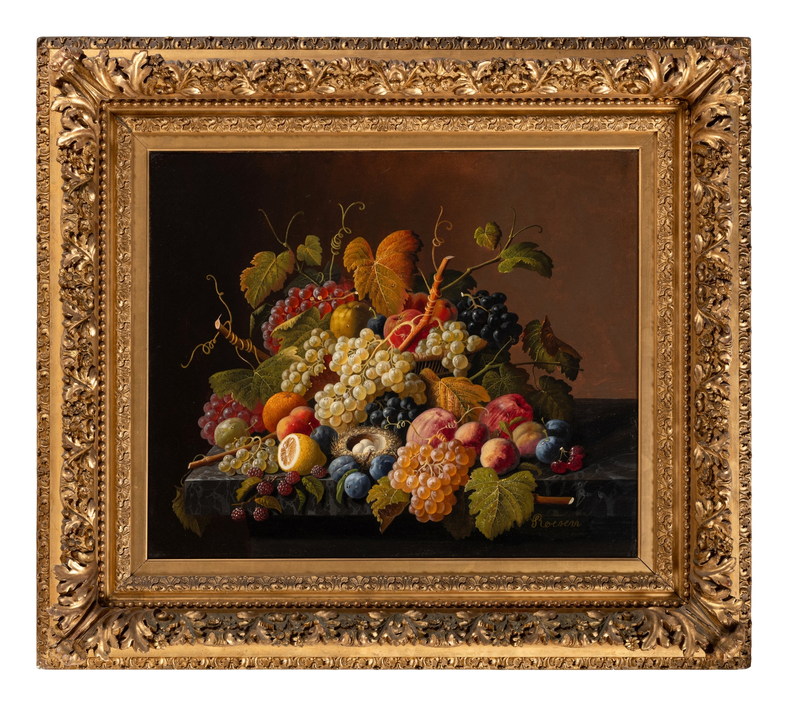 Severin Roesen | Still Life of Fruit with Bird's Nest | MutualArt