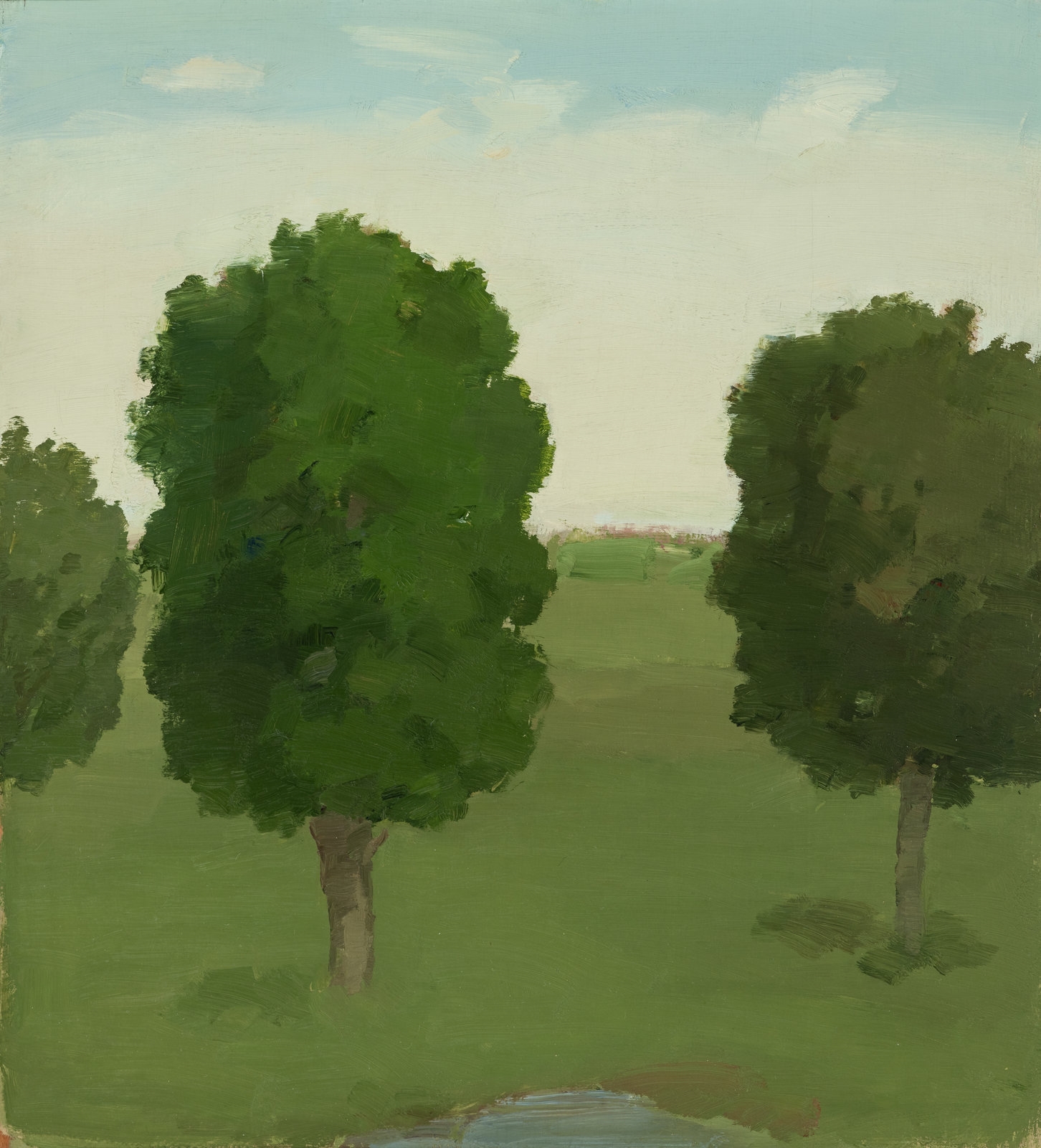 Albert York | Landscape with Three Trees and Pond (1984) | MutualArt