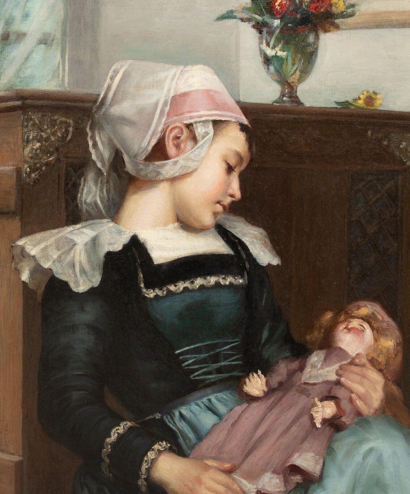 David Adamson | PORTRAIT OF A BRETON GIRL & DOLL (19th Century) | MutualArt
