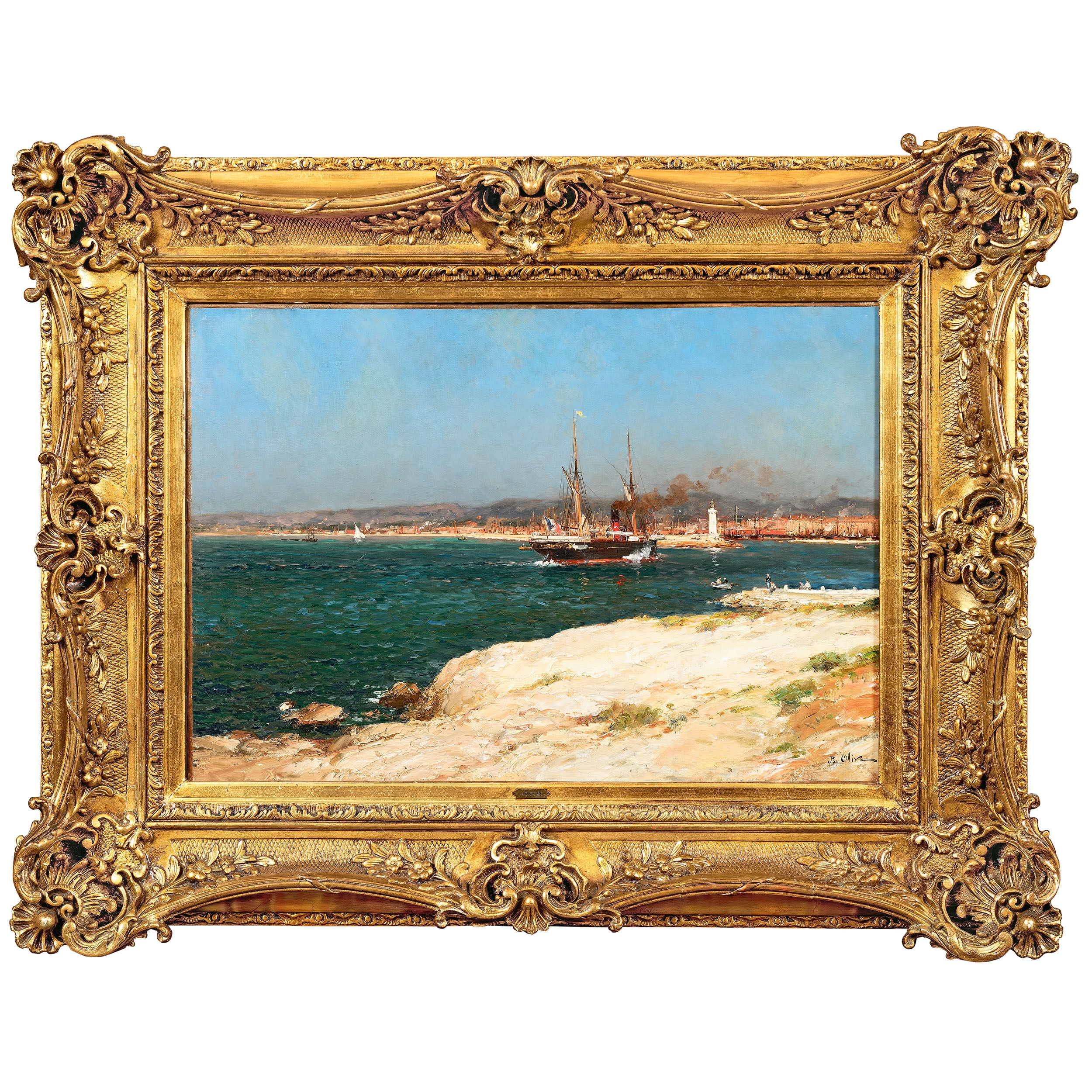 Jean Baptiste Olive | Ship entering the port of Marseille Oil on canvas ...
