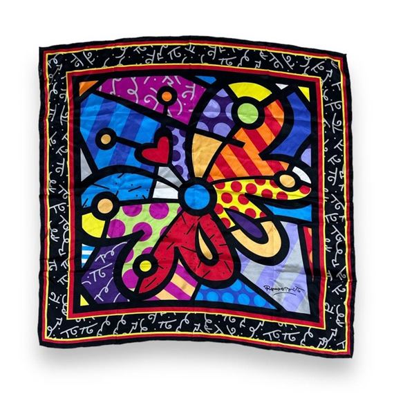 Romero Britto | Romero Britto Flower Pure Silk Square Scarf | MutualArt
