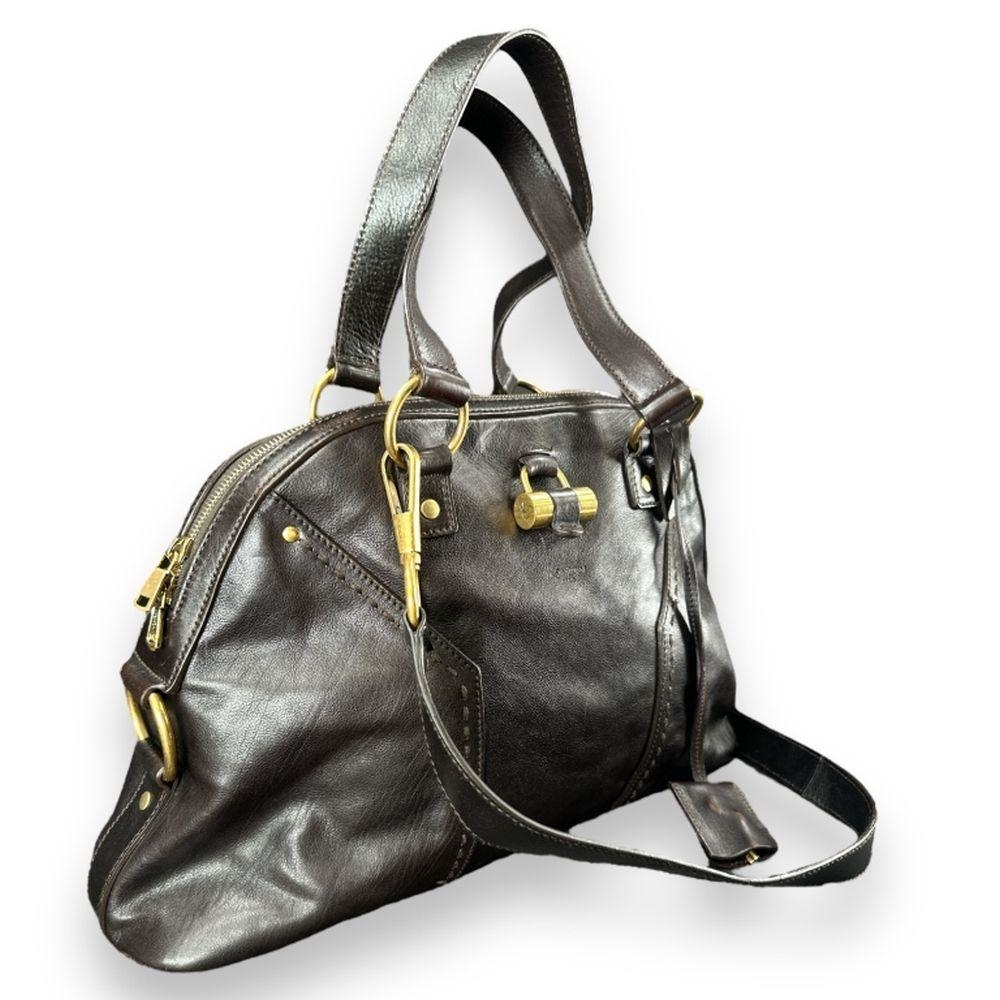 Yves Saint Laurent | Yves Saint Laurent YSL Brown Leather Handbag Purse ...