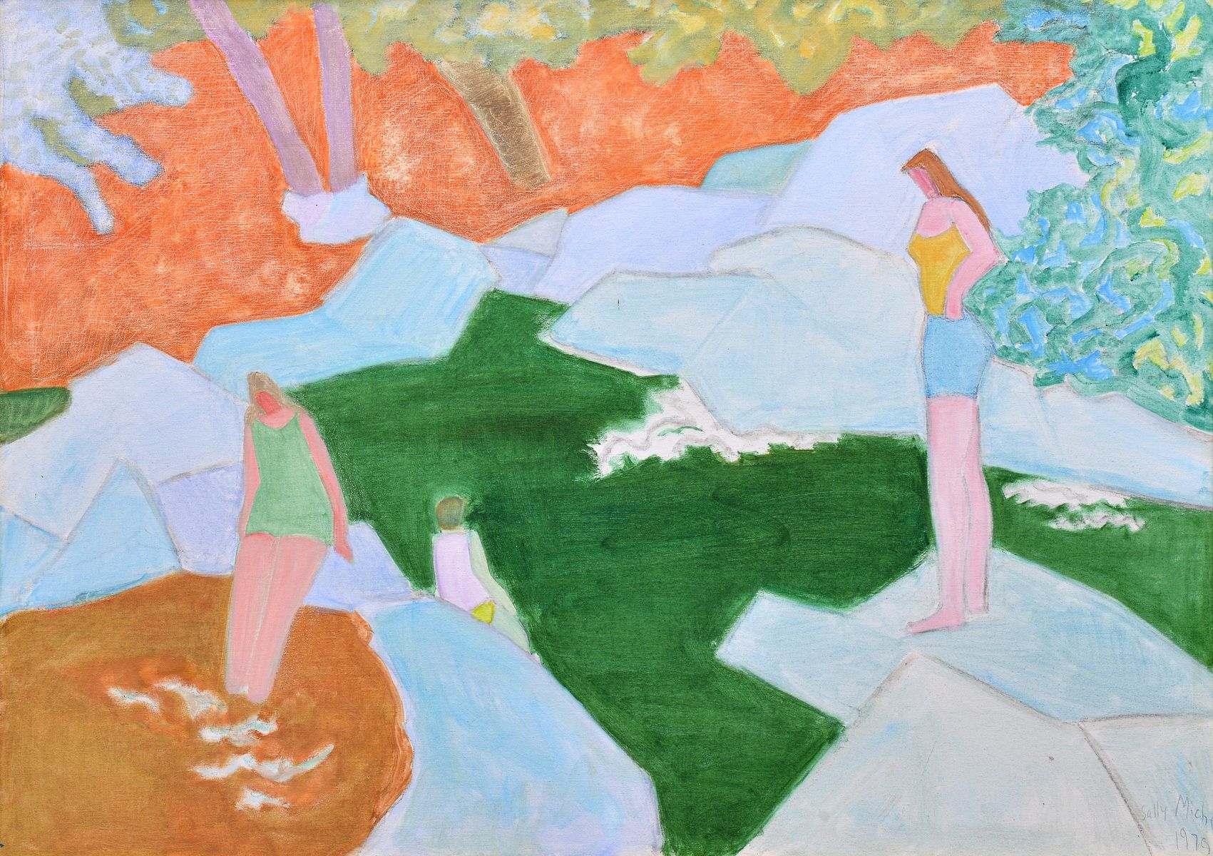 Sally Avery | Bathers at Rocky Stream (1979) | MutualArt