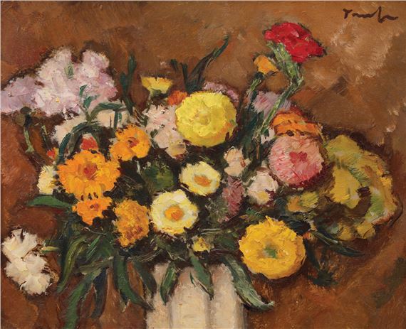 Nicolae Tonitza | Carnations and Hollyhocks | MutualArt