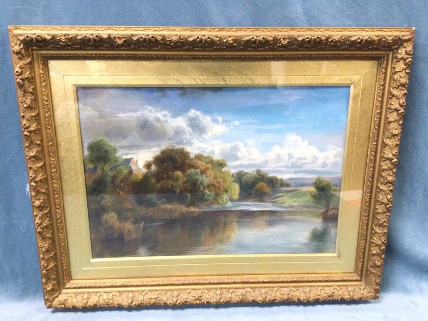 Herbert Edward Butler | River landscape with trees and buildings ...