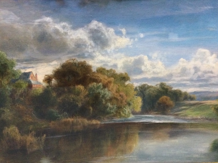 Herbert Edward Butler | River landscape with trees and buildings ...