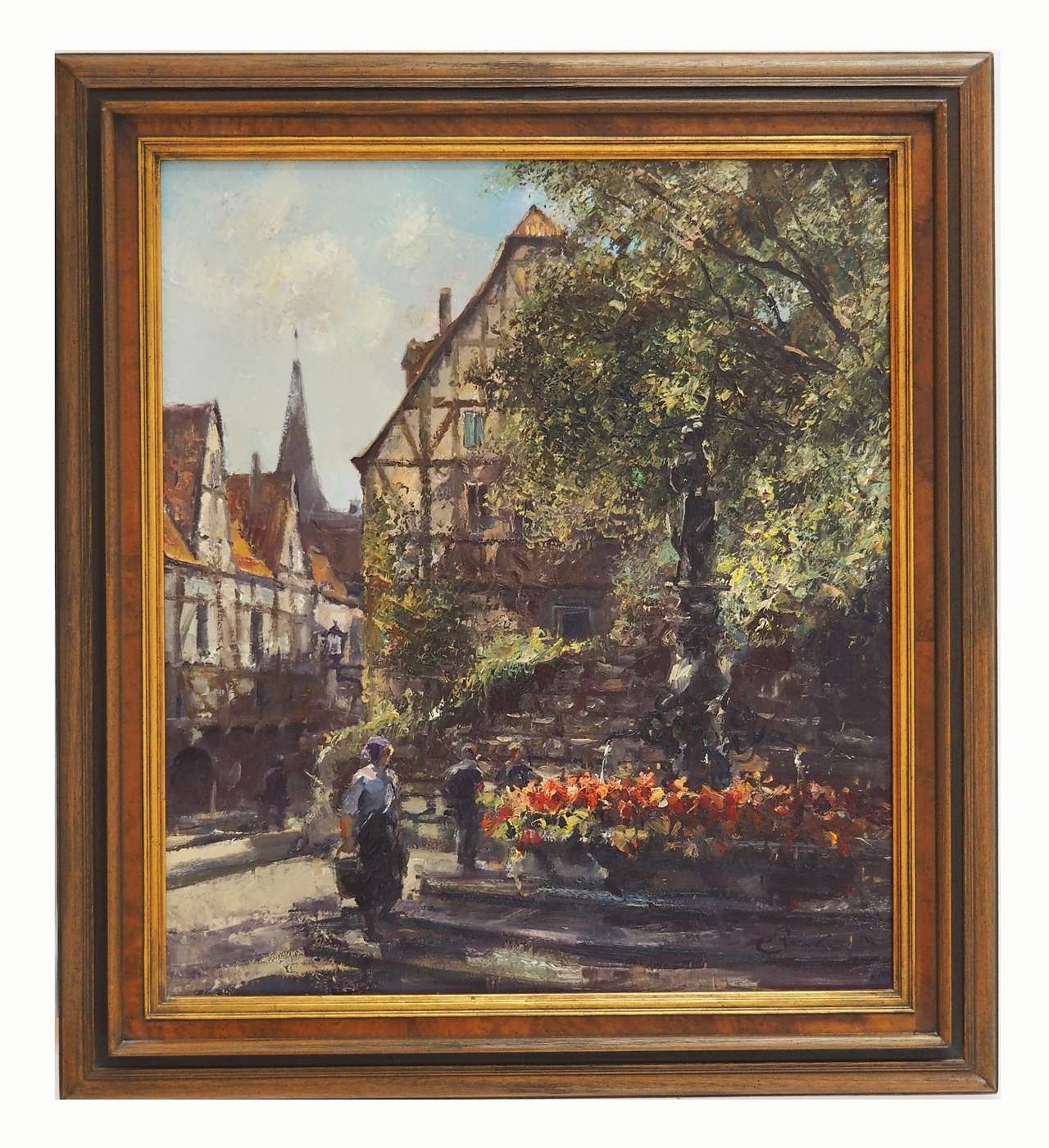 Hans Becker | Altstadtkulisse mit Personenstaffage vor ...