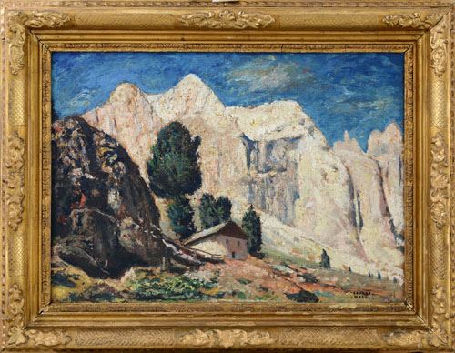 Cesare Maggi | Mountain glimpse with mountain hut | MutualArt