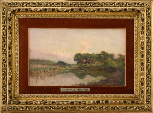 Carlo Follini | Landscape with pond (1906) | MutualArt