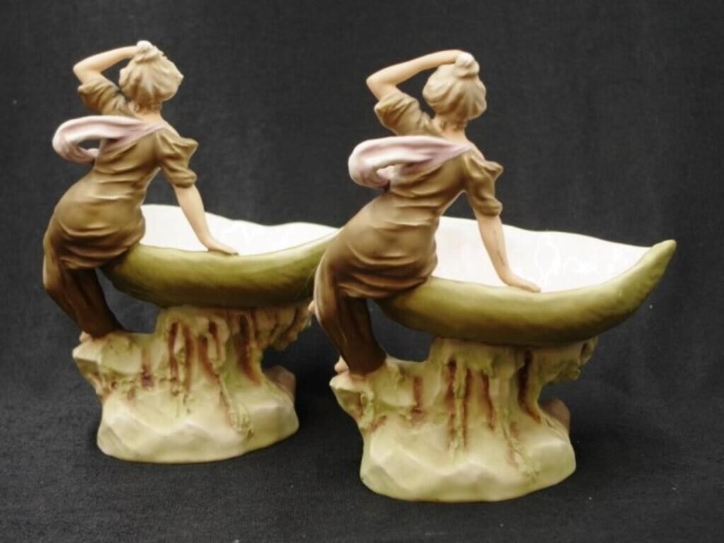 Art Nouveau School | Two Royal Dux Art Nouveau shell & lady figures ...
