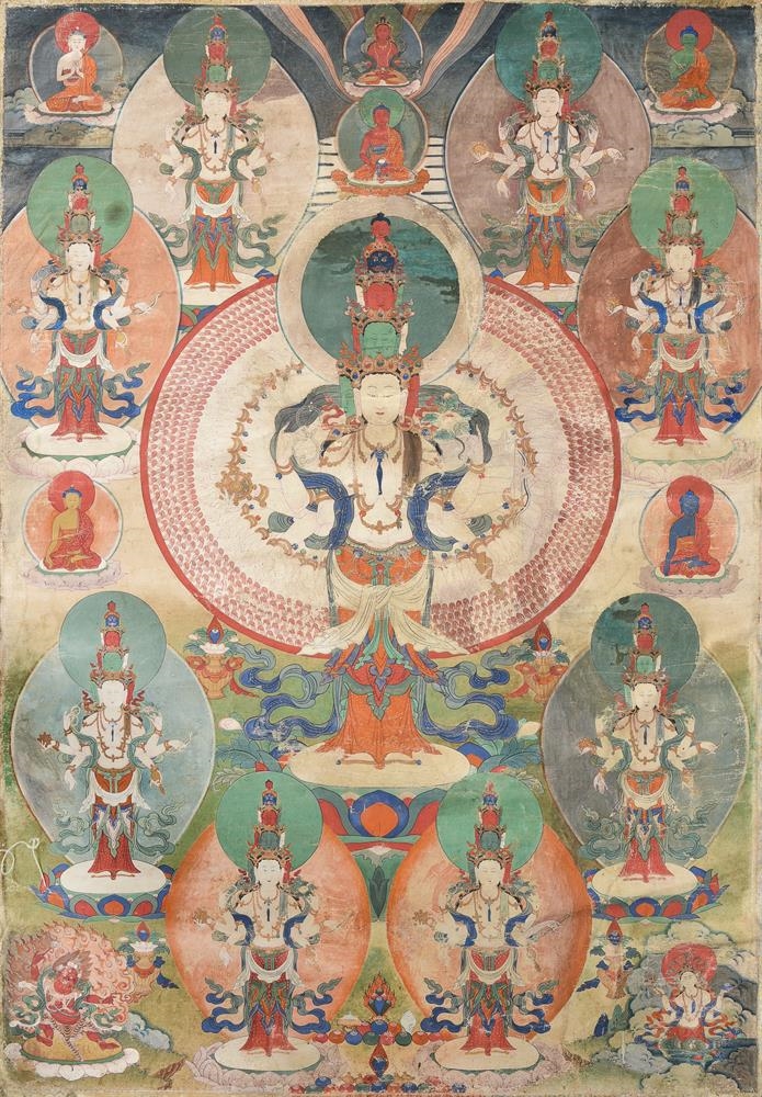 Sino-tibetan School Xviii Century | A Sino-Tibetan Thang-ka depicting ...