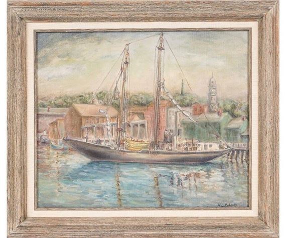 Helen L. Roberts | Gloucester, Mass. of a schooner fishing boat | MutualArt
