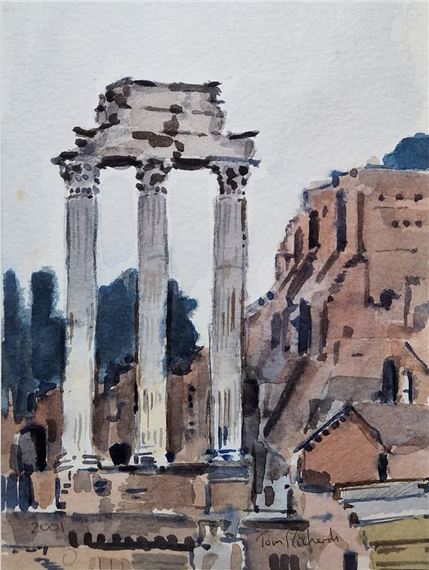 Tom Richards | Tom Richards Watercolour drawing Temple of Dioscuri ...