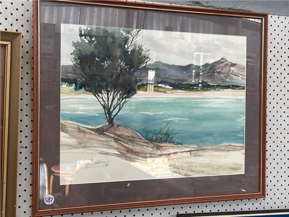 David Hopkins | DAVID HOPKINS WATERCOLOUR - BEACH SCENE | MutualArt
