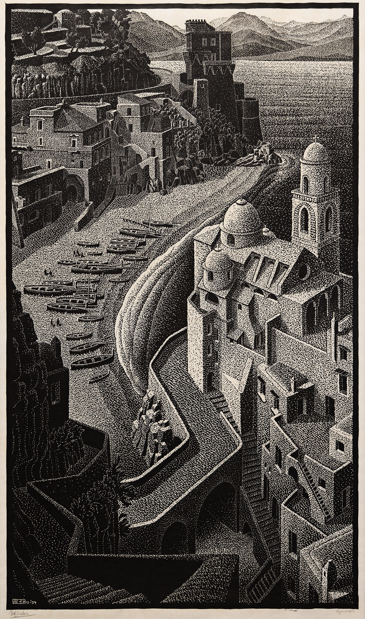 Maurits Cornelis Escher | Coast of Amalfi (Composition). (1934) | MutualArt