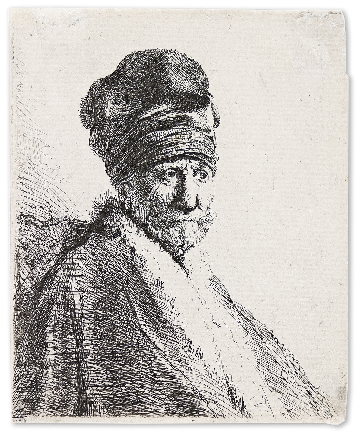 Rembrandt van Rijn | Bust of a Man Wearing a High Cap, Three-Quarters ...