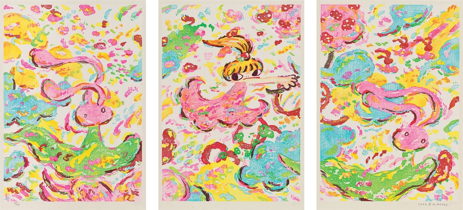 Ayako Rokkaku | Untitled (Triptych Edition) (2022) | MutualArt