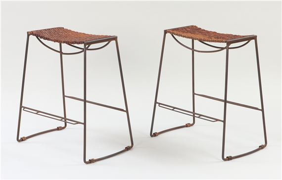 Jim Zivic | pair of cold-rolled steel frame counter stools with ...
