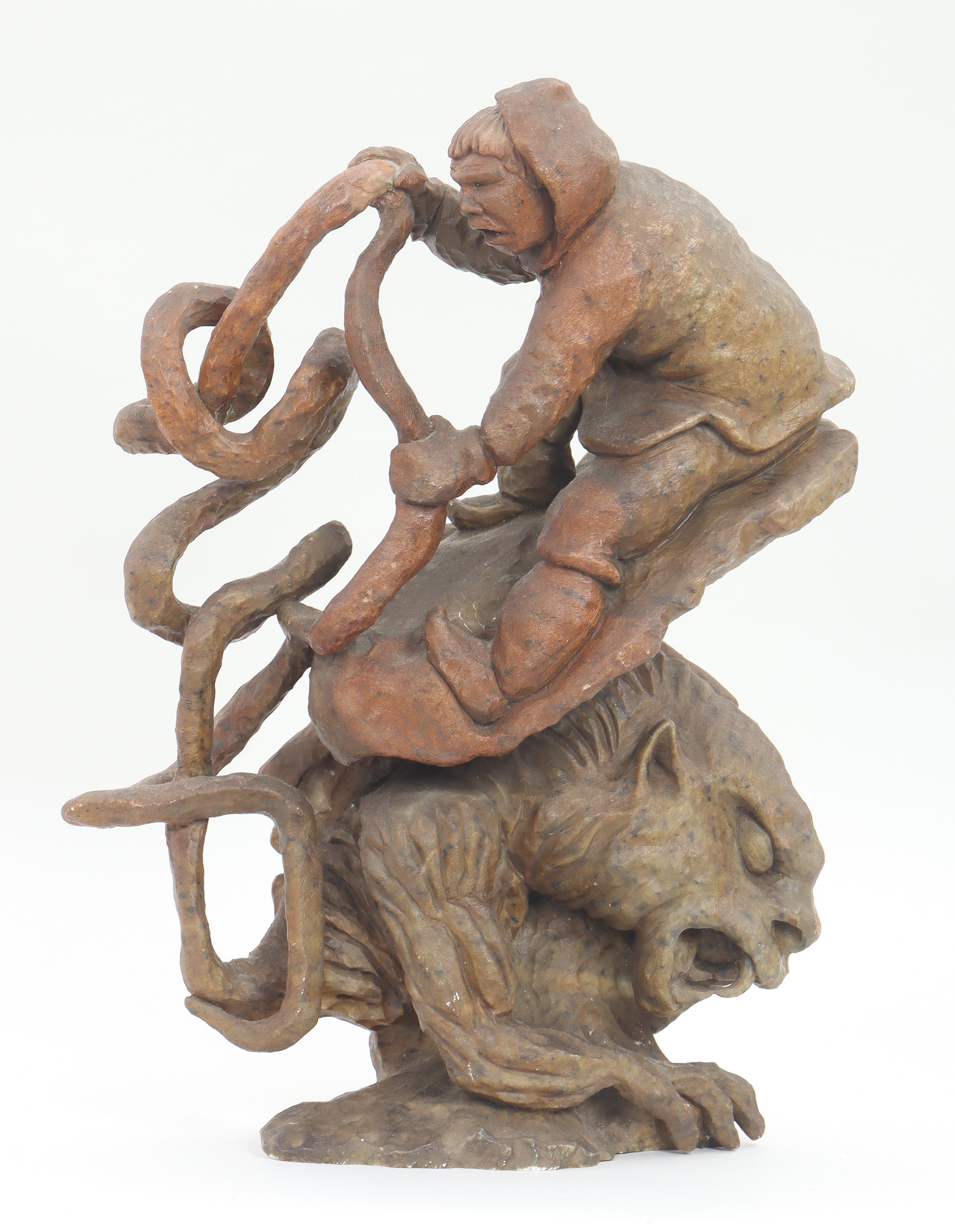 Bill Nasogaluak | Inuit man fighting a mythical creature (1993) | MutualArt