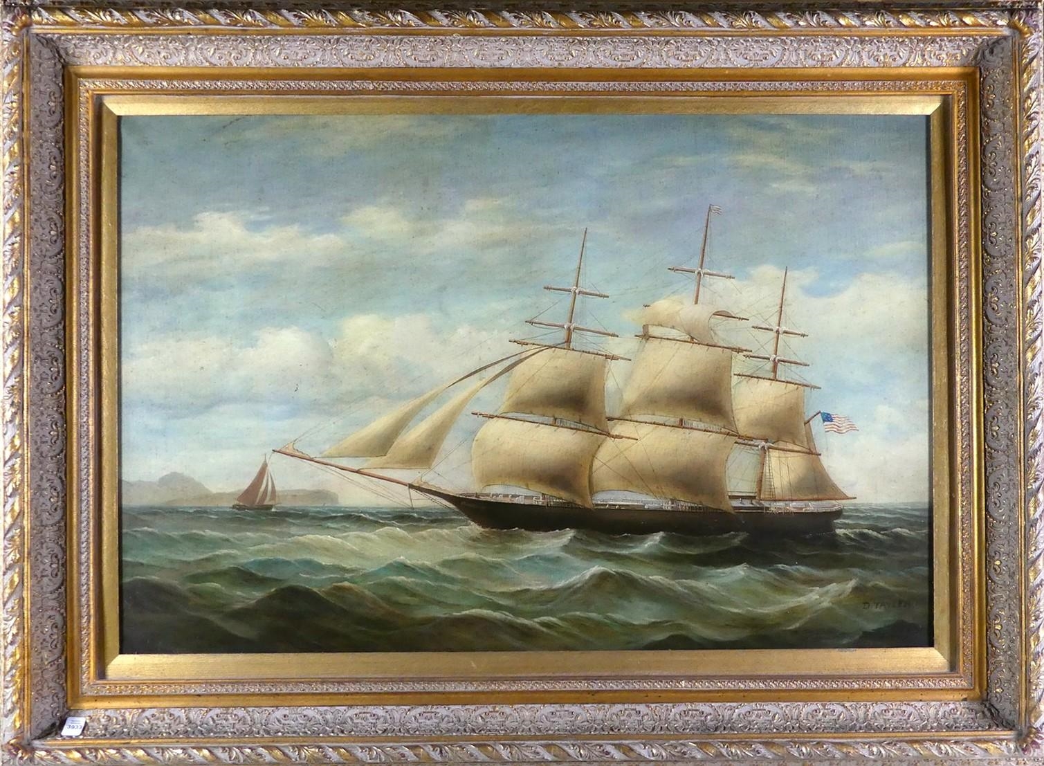 D. Tayler | Large scale decorative oil on canvas depicting an American ...