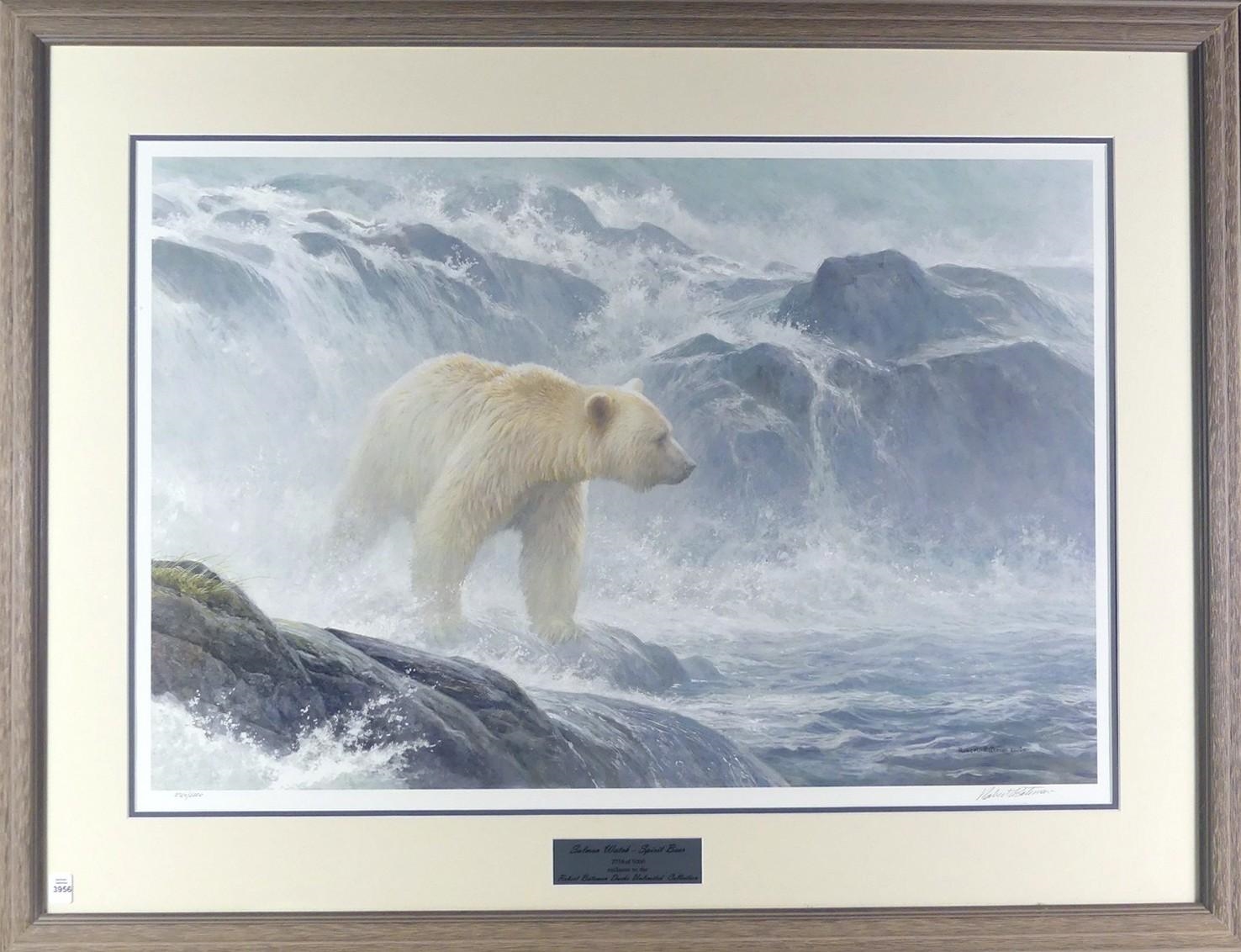 Robert McLellan Bateman | Salmon Watch - Spirit Bear | MutualArt