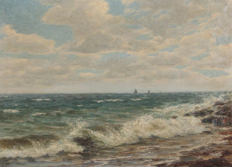 Laurits Regner Tuxen | Coastal scenery with breaking waves | MutualArt