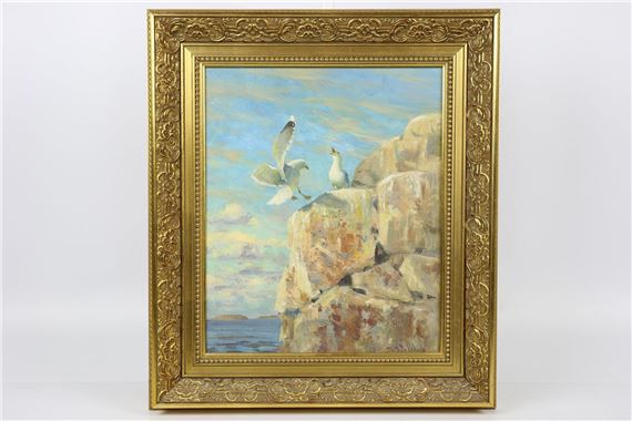 Thure Wallner | Fiskmåsar på klippor | MutualArt