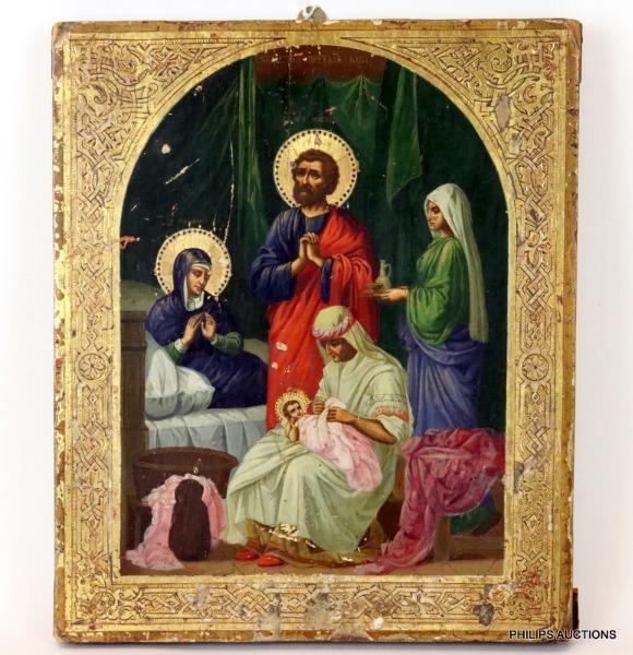 Russian School, 19th Century | A RUSSIAN ORTHODOX ICON OF THE NATIVITY ...
