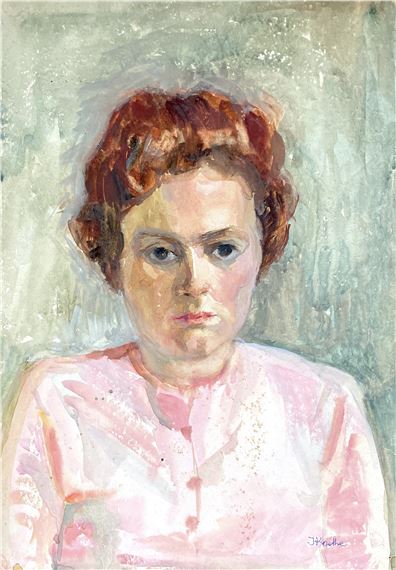 Irena Knothe | Portrait in pink blouse (1904) | MutualArt