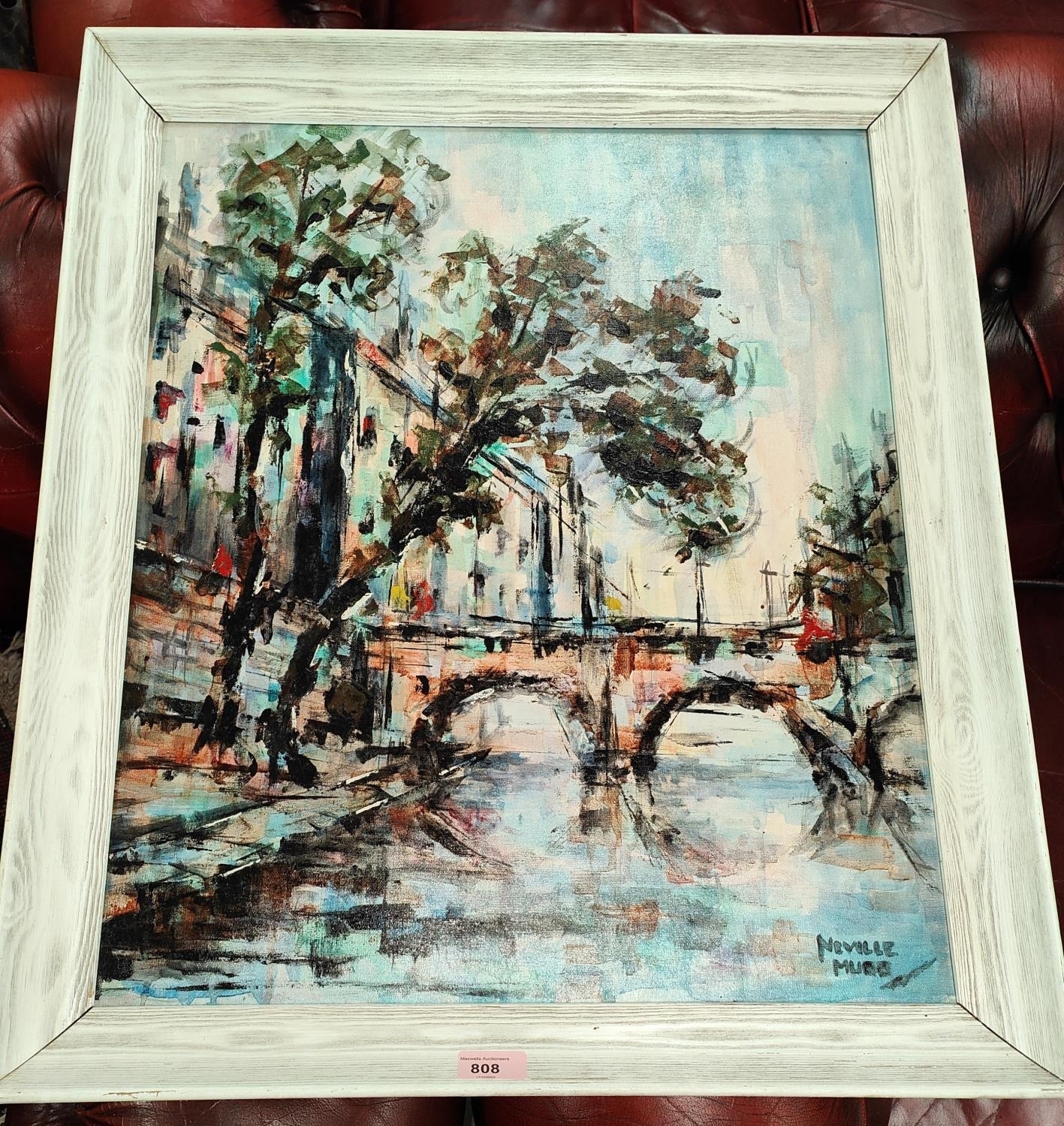 Neville Mudd | Neville Mudd: abstract oil of bridge over a river ...