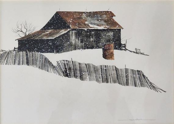 Rob O'Dell | Rob O'Dell 10x14 WC Barn in Snow | MutualArt