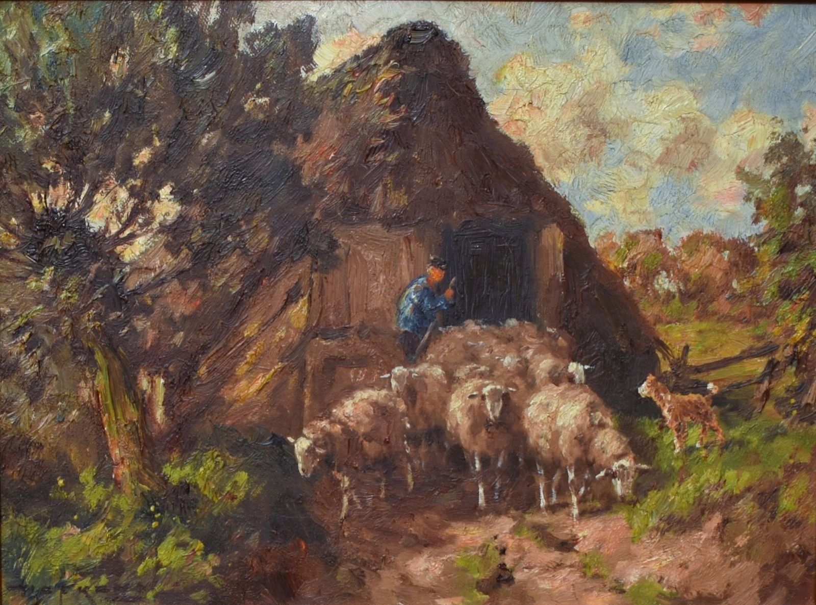 Martinus Jacobus Nefkens | Naar de schaapskooi met herder | MutualArt
