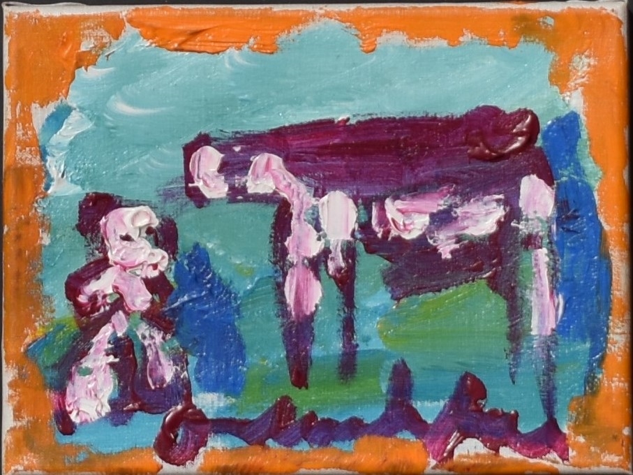 Anton Heyboer | Man en koe | MutualArt