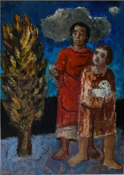 Lambert Simon | Man en jongen met lam | MutualArt