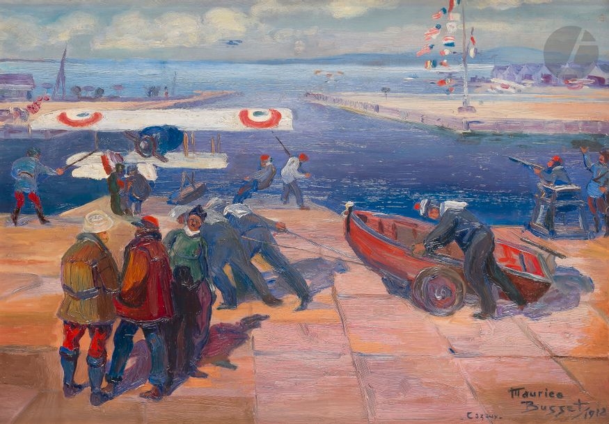Maurice Busset | Military port at Cayeux, 1912 (1912) | MutualArt